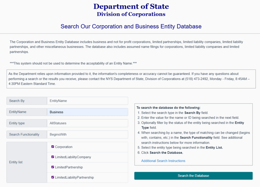 New York Business Entity Search | Commenda