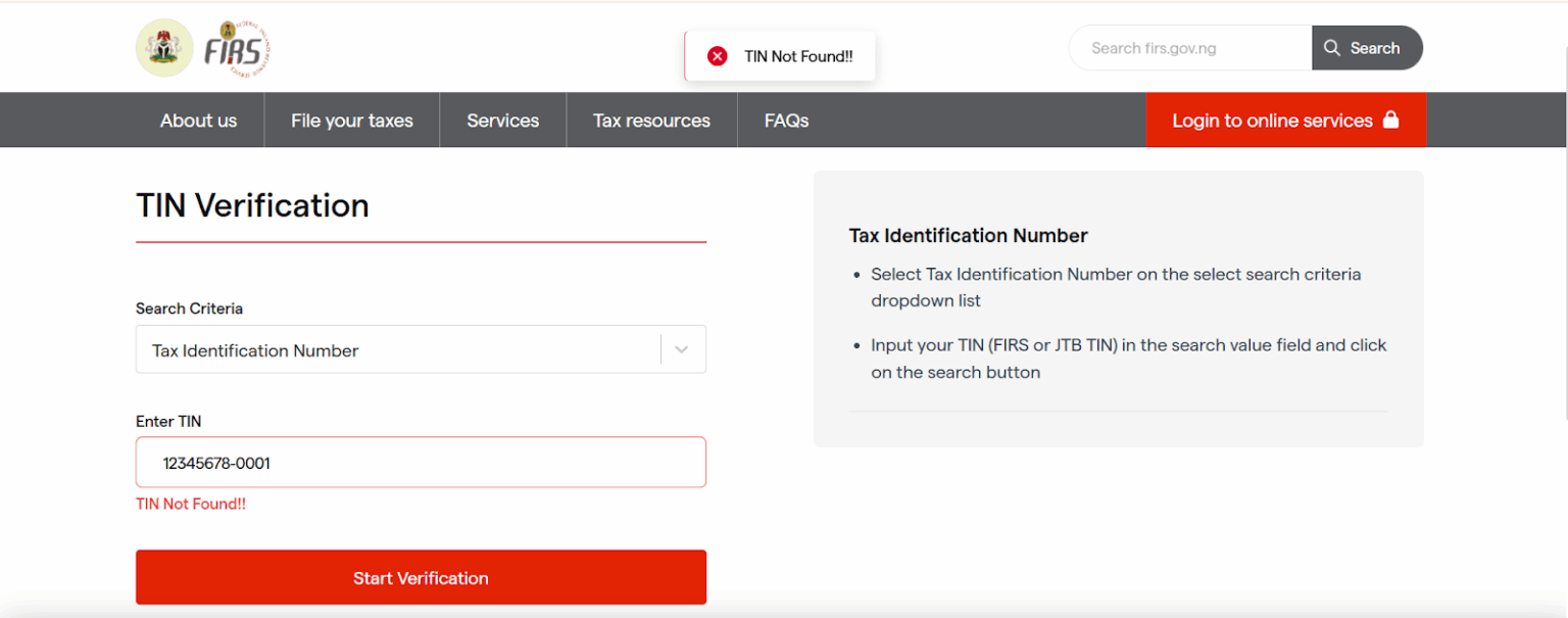 TIN Verification - Verify Tax Identification Number